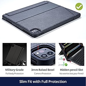 WIWU iPad 9th/8th/7th Generation Case with Keyboard, Detachable Case with Vertical Support, for Air 3rd, iPad Pro 10.5 inch,Trackpad,7 Color Backlit