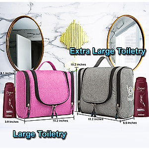 bago Travel Toiletry Bag for Women and Men - Large Waterproof Hanging Large Toiletry Bag for Bathroom and Travel Bag for Toiletries Organizer -Travel Makeup Bag (Black)