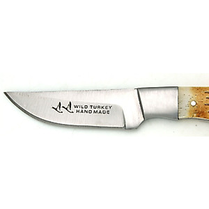 Wild Turkey Handmade Collection Full Tang Camel Bone Handle Fixed Blade Hunting Knife w/Leather Sheath Outdoors Fishing Camping Hunting … (Burnt Bone)