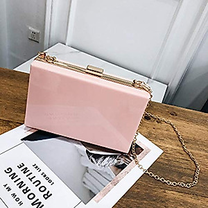 L-COOL Cute Acrylic Shoulder Bag Crossbody Bag Evening Clutch Purse Handbag With 2 Gold Chain For Women (Pink)
