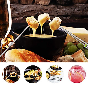 6PCS 9.5 Inch Fondue Forks Stainless Steel, Colored Coding Cheese Fondue Fork Fruit Fondue Forks, Chocolate Fondue Forks Set of 6, for Hot Pot, Barbecue, Fruits, Vegetables, Cheese, Marshmallows