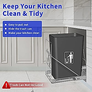 ZVMTTOY Pull Out Trash Can Under Cabinet, Under Sink Garbage Can Pull Out for Kitchen Cabinet Adjustable Trash Can Pull Out Kit Fit for Most 7-10 Gallon Garbage Can (Waste Bin Not Included)-Silver