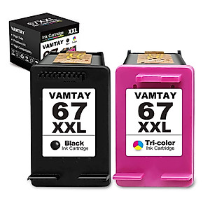 Remanufactured 67 XXL Ink Cartridges Replacement for Hp 67XL 67 XL Ink Cartridges Black/Color Combo Pack Compatible with Hp Deskjet 2700 2732 Envy 6000 6400 6455 DeskJet Plus 4100 4152 4155 Printers