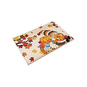 Outdoor Area Rug for Patio,Thanksgiving Dwarf Pumpkin Maple Leaf Camping Rugs Indoor Large Floor Mat 5x8ft,Fall Orange Gradient Leaves Outside Carpet for Deck RV Picnic Porch Backyard Bedroom