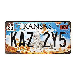 Panguru 2 Pieces Prop License Plates from Supernatural, Metal Stamped Number Tags, Movie Prop Vanity Plate, 12x6 inches