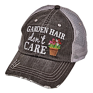 KATYDID Garden Hair Don’t Care Baseball Cap - Trucker Hat for Women - Stylish Cute Sun Hat Gray