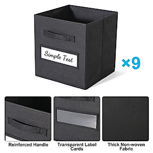 Tribesigns Cube Storage 9 Cube Organizer, Drawer Cubes Included, DIY Closet Storage Organizer Bins Storage Shelves System for Bedroom, Living Room, Playroom (Black)