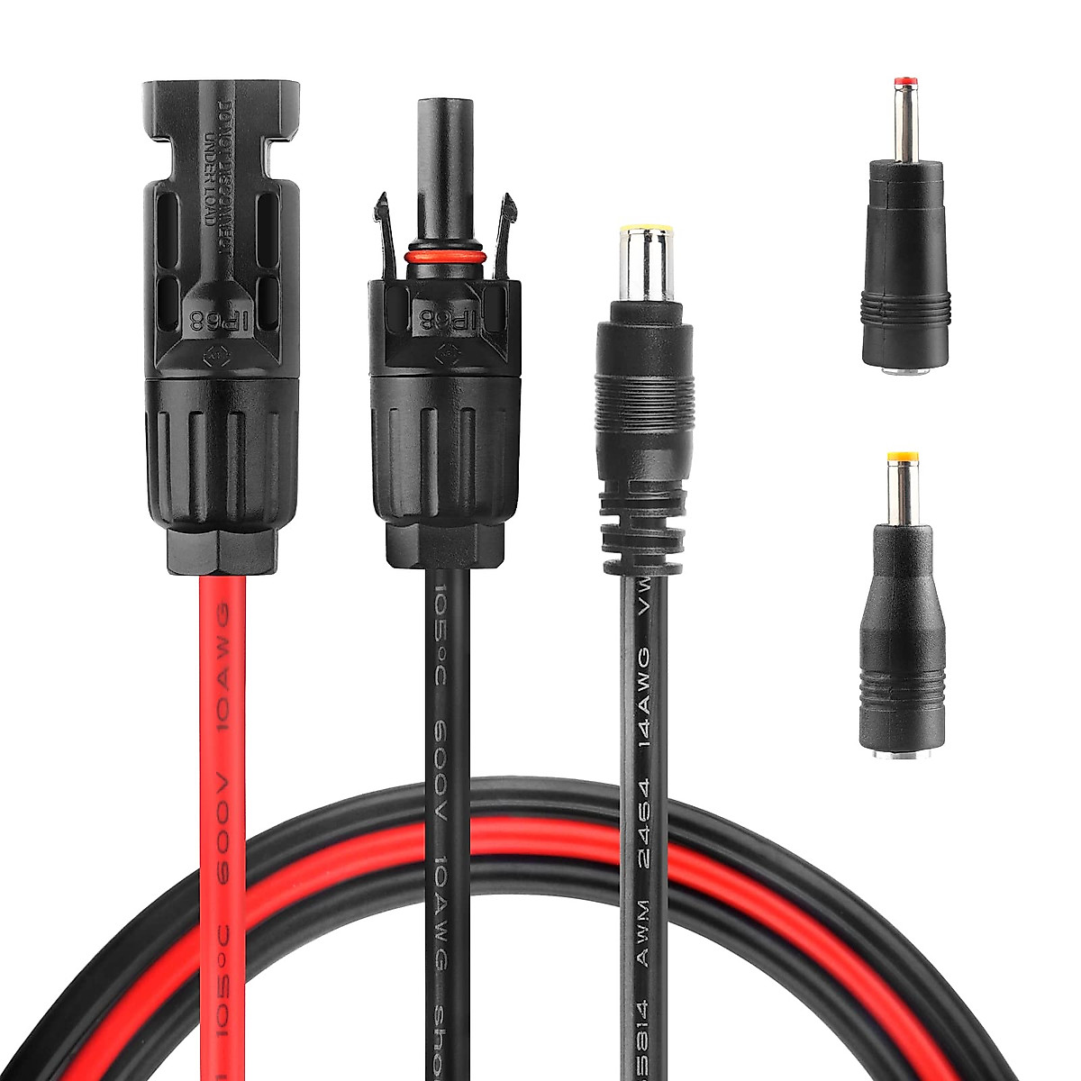 PAEKQ Solar Panel Connector to DC 8mm Adapter Cable, Solar Connectors Extension Cable 6Ft 14AWG with DC 5.5x2.5mm and DC 3.5x1.35mm Adapter for Jackery GZ Yeti and 8mm Input Port Solar Generator