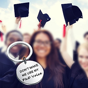 AKTAP Funny PHD Graduation Gift Doctorate Student Graduate Keychain Don’t Make Use Me Phd Voice Learned Scholar Graduate Gift (PHD Keychain)