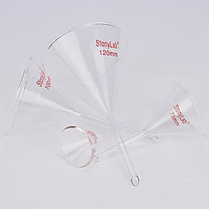 stonylab 4pcs Glass Funnel Set, Heavy Wall Borosilicate Glass Short Stem Funnels Filling Funnels, 50 mm/75 mm/100 mm/120 mm Diameter