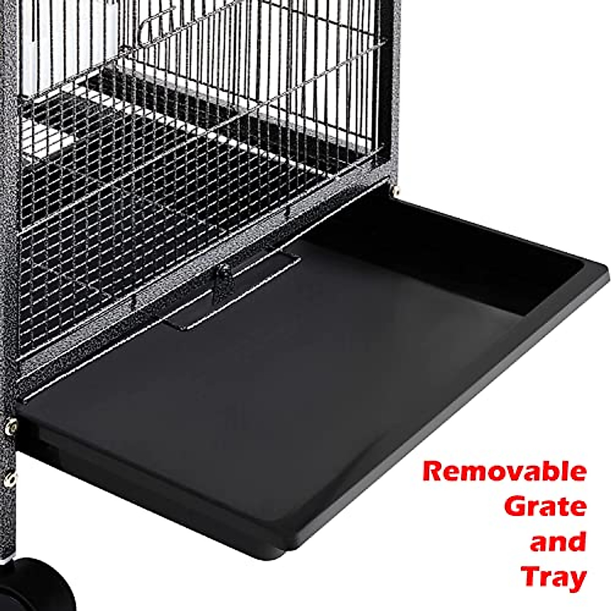 36.5-Inch Elegant Sturdy Wrought Iron Bird Flight Open Play Top Cage with Rolling Casters for Small-Sized Parrot Parakeets Cockatiels Budgies Parrotlets Lovebirds Canary