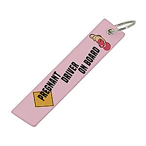 Pregnant Driver Keychain - Funny Key Ring - Printed Keychain
