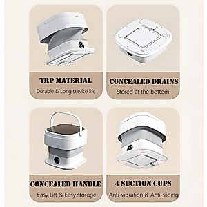 Portable Travel Washing Machine, 10L Portable Mini Washer Machine, Foldable Underwear Washing Machine with Spin Dryer, Small Portable Washer and Dryer Combo for Apartments, Camping, Travel.