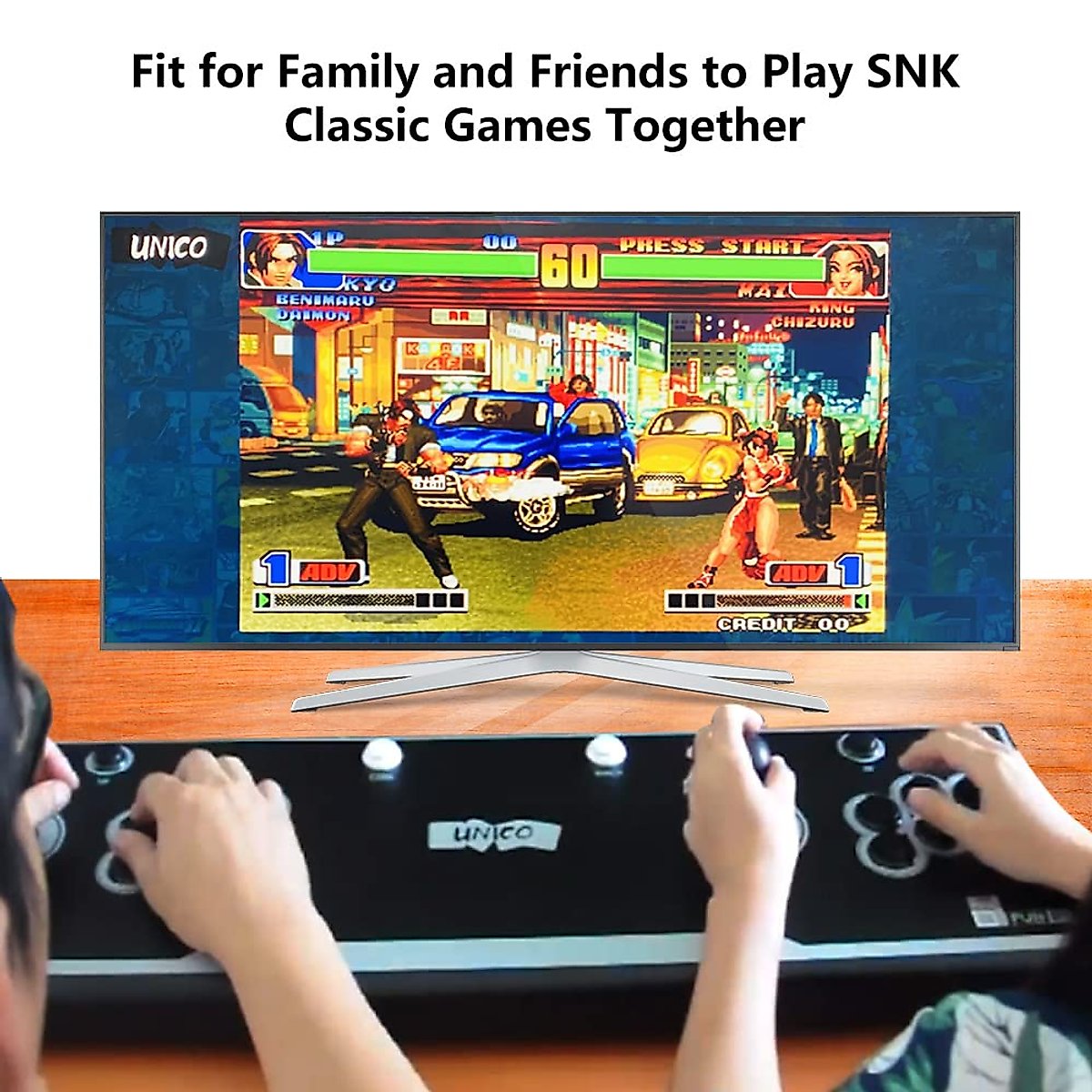 UNICO Game Arcade Game Console, 44 Pre-Loaded Genuine SNK Games, Two Joysticks for Two Player, HDMI Output to TV/Monitor