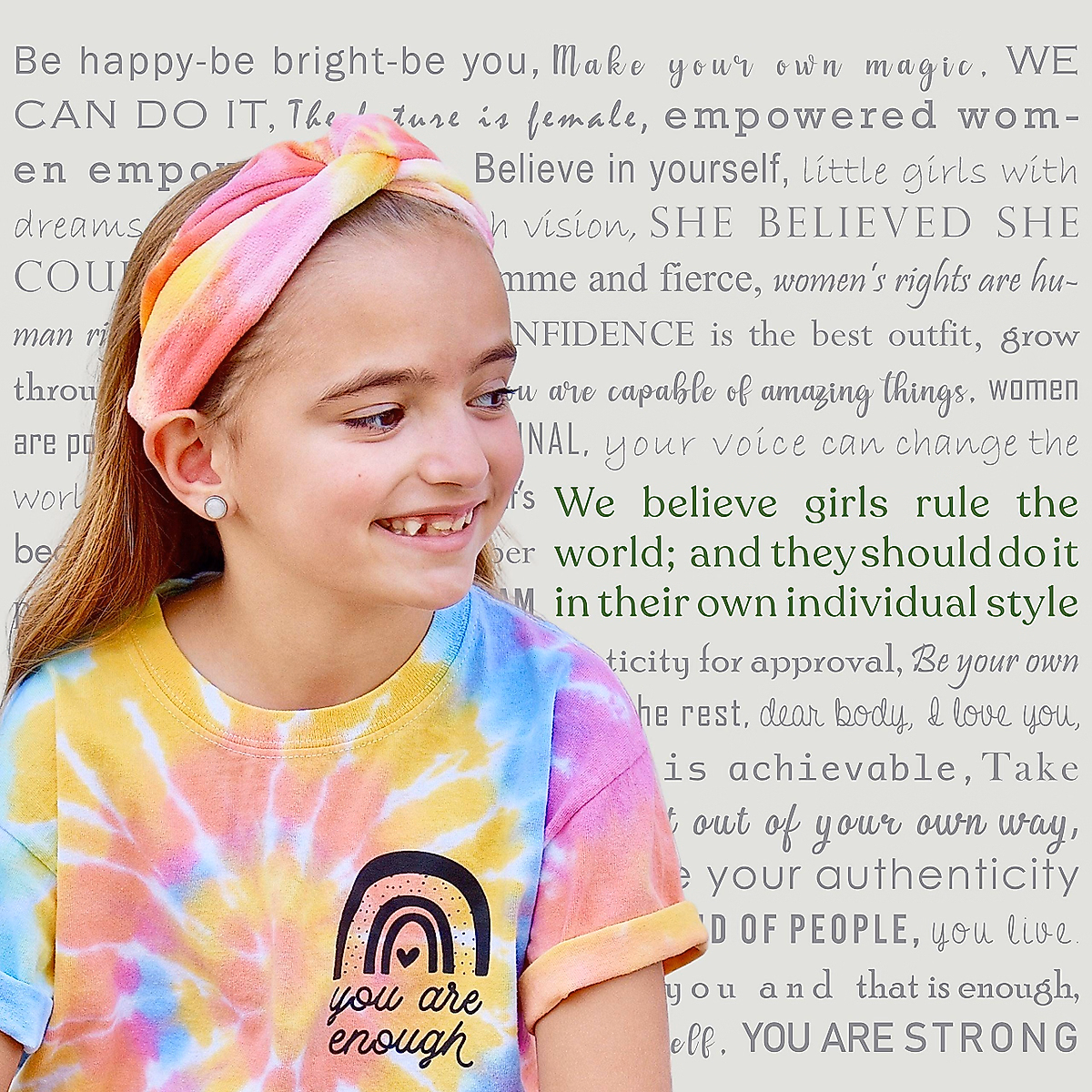 FROG SAC 4 Tie Dye Headbands For Girls, Elastic Knotted Hair Accessories for Kids, Stretch Knot Head Band Hair Accessories for Tweens, Sleepover Party Spa Headband For Washing Face