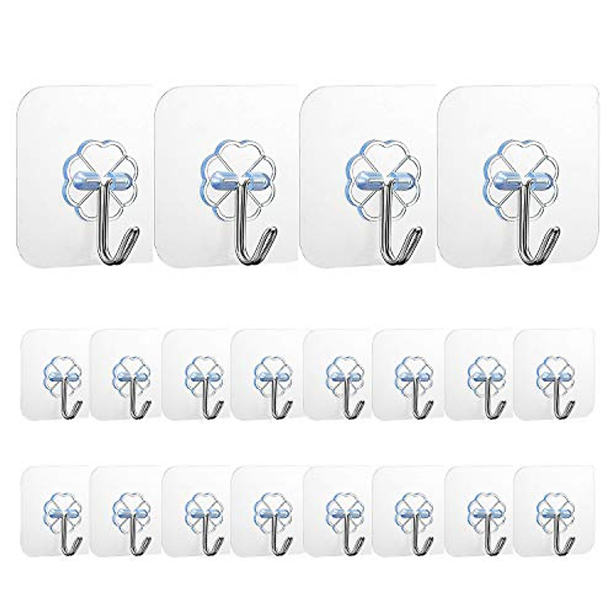 Adhesive Wall Hooks（22 lb MAX）Heavy Duty Wall Hangers Without Nails 180 Degree Rotating Seamless Scratch Hooks for Hanging Bathroom Kitchen Office Door Home Improvement Sticky Hooks - 12 Pack