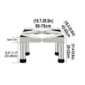 Mini fridge stand,stand for small fridge legs Height 9.8in dryer stand pedestal Long Adjustable 19.6in~29.5in Width Adjustable16.5in--25.5in for Fish Tank Stand (Not suitable for washing machines)