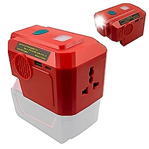 TPDL Powered Inverter Generator 200W for Milwaukee M18 Battery, DC 18v to 110v AC Output, Portable Power Source USB Charger Adapter with LED Light