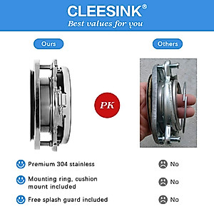 Garbage Disposal Flange, 3 Bolt Mount Stainless Steel Kitchen Sink Flange Kit with Splash Guard for 3 1/2 Inch Standard Sink Drain Hole, Sink Food Waste Disposer Installation kit