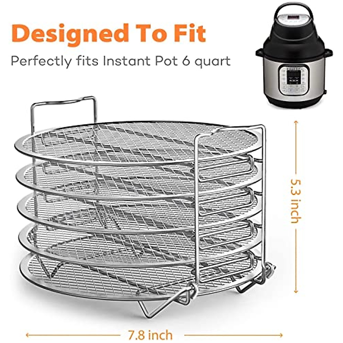 Goldlion Dehydrator Rack Compatible with Instant Pot 6 Quart Stainless Steel Stand Accessories for Air Fryer Crisp Lid