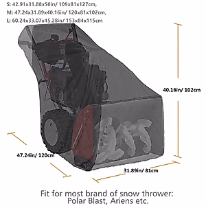 Snow Thrower Cover UCARE Dustproof Waterproof Snow Blower Covers for Most Electric Two-Stage Snow Throwers (M: 47.24x31.89x40.16in/ 120x81x102cm)