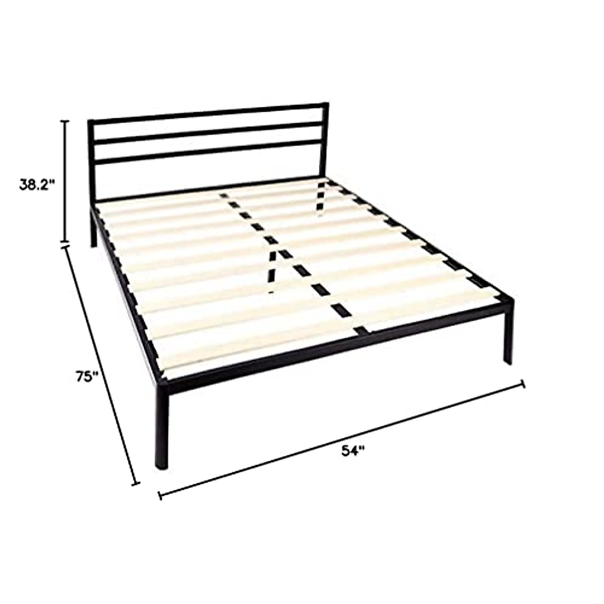 Amazon Basics Modern Metal Platform Bed Frame with Headboard - 14 Inch Leg Height, Full Size, Black