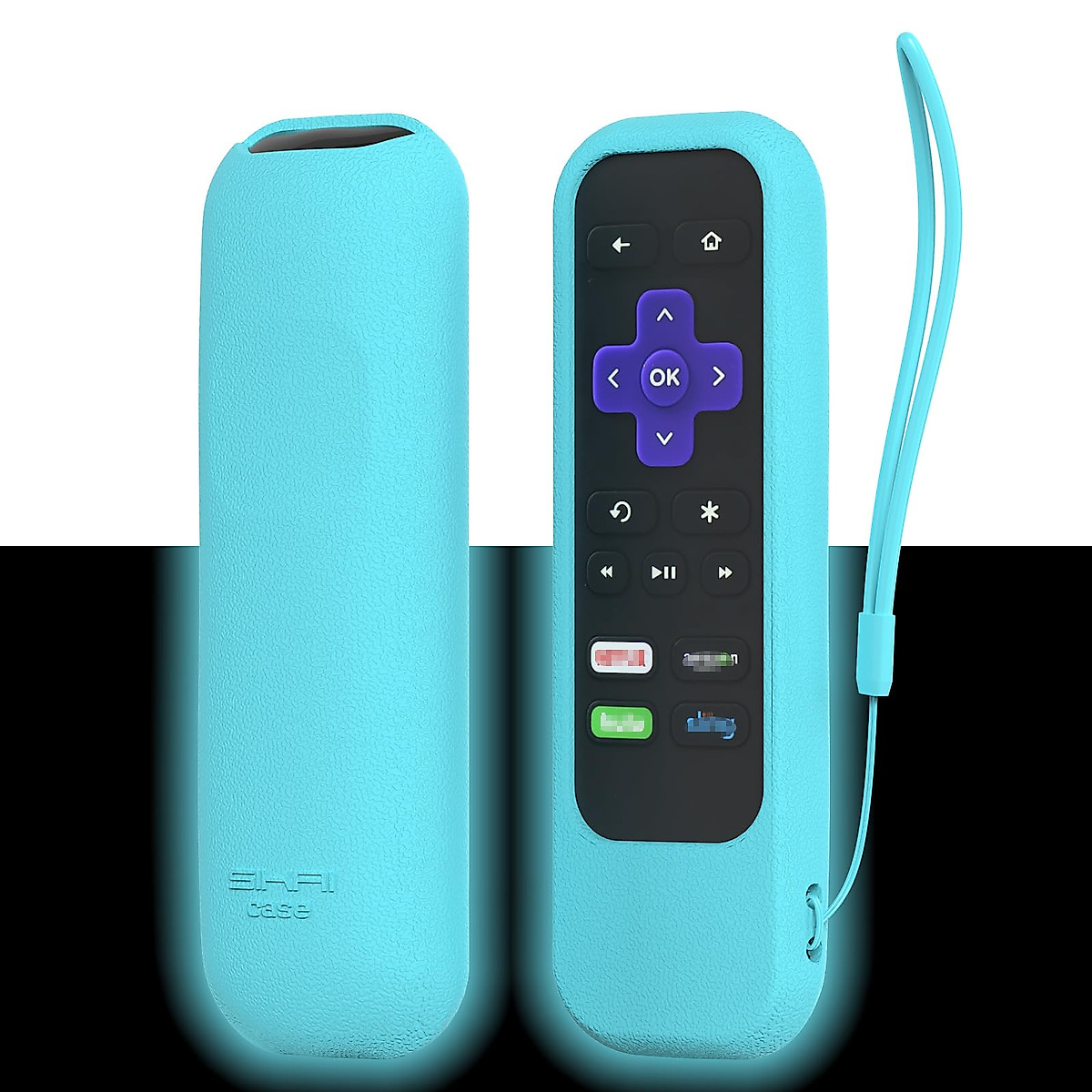 Protective Case for Roku Express HD/Express+,Roku 2 (4210R),Roku LT,Premiere,RC83,Streaming Stick RC41,3800RT,TCL TV R655 Remote Case Light Weight Shock Proof Silicone Remote Cover(Glow in Dark Blue)