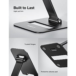 Nulaxy 2 Pack Dual Folding Cell Phone Stand, Fully Adjustable Phone Holder for Desk, Compatible with iPhone 16 15 14 13 12 11, Nintendo Switch, All Phones, Black & Rose Gold