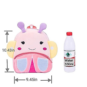 JoyRokaro Toddler Backpack Butterfly Backpack Cute Plush Bag Cartoon 10" Preschool Backpack For 2-6 Years Girls Boys