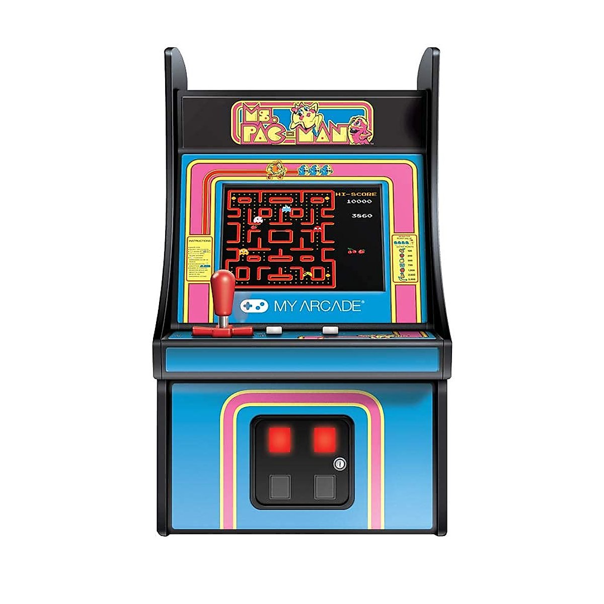 My Arcade Micro Player Mini Arcade: Ms. Pac-Man Video Game, Fully Playable, 6.75 Inch Collectible, Color Display, Speaker, Volume Buttons, Headphone Jack - Electronic Games