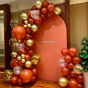 MEBAY Burgundy Balloon Arch Kit, 141 Pcs Maroon Metallic Chrome Gold Rose Gold and White Latex Balloons Different Sizes 18 12 10 5 Inch for Birthday Wedding Anniversary Bridal Bachelorette Wine Party