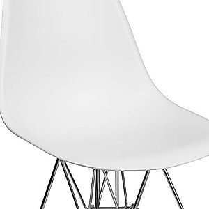 Flash Furniture 2 Pack Elon Series White Plastic Chair with Chrome Base