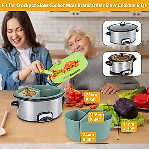 Slow Cooker Liners - Crock Pot Liners Silicone Insert Divider 3 IN 1, For 6 Quart Oval Slow Cookers, Reusable Silicone Slow Cooker Liner For Crock Pot Divider Insert, Dishwasher Safe BPA Free,7QT