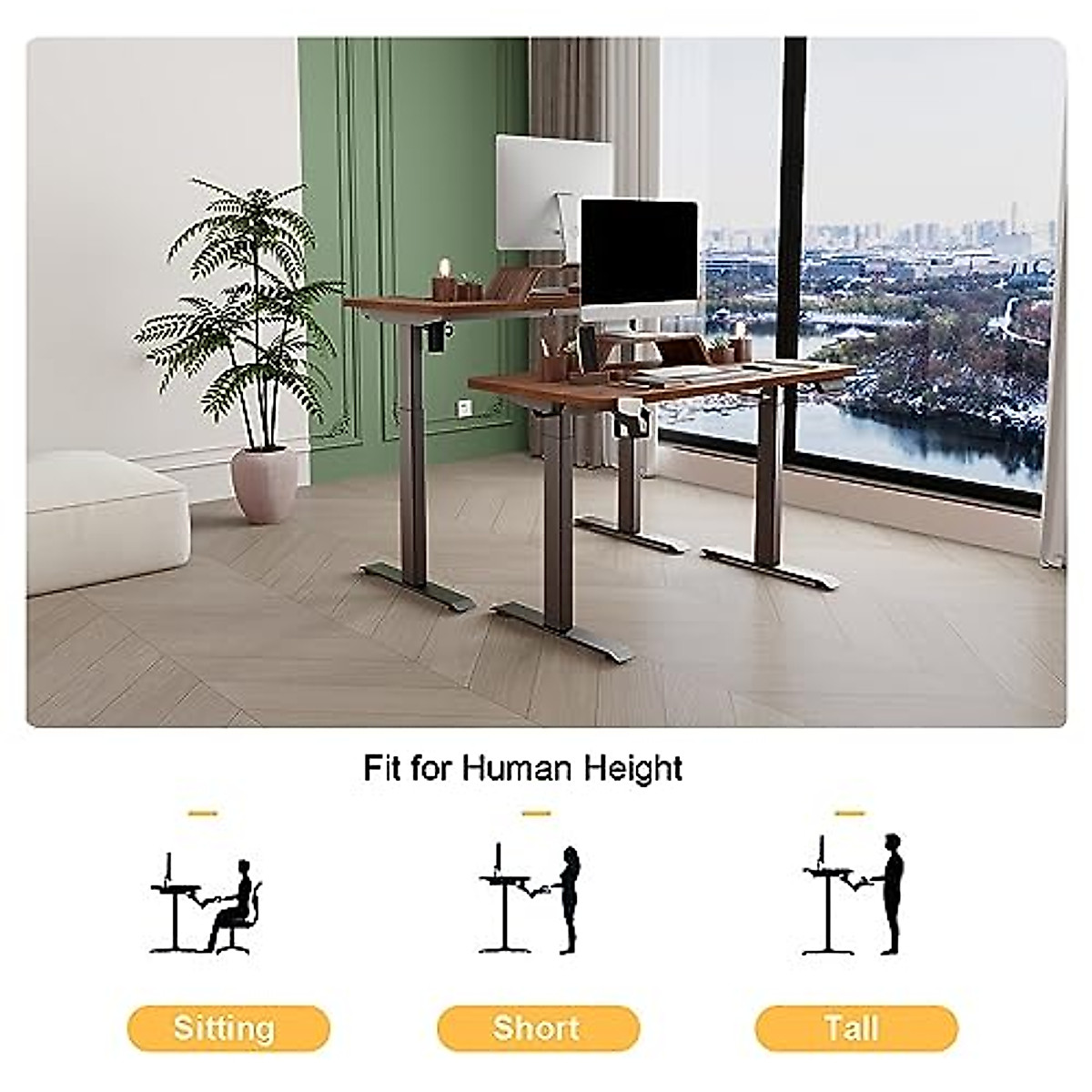 Height Adjustable Electric Standing Desk, Memory Computer Workstation Table, Stand Up Desk with Preset Controller & Headphone Hook, Sit to Stand Desk for Home Office (Single Motor with Desktop)