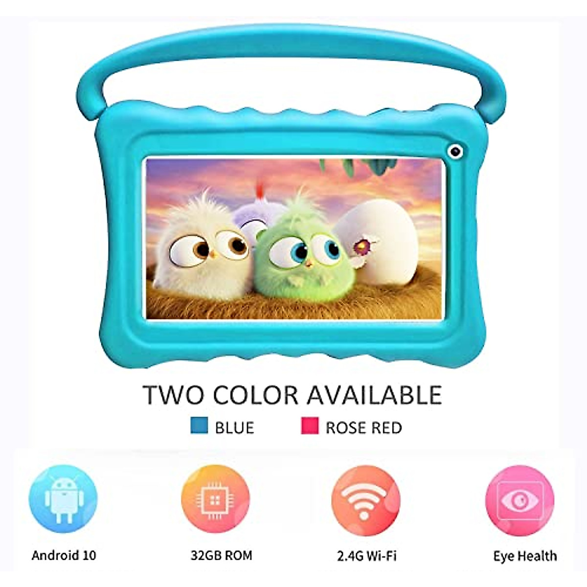 Tablet for Kids 7 inch Kids Tablet 32GB Android 10 Tablet with WiFi Dual Camera Child’s Edition Tablet with Shockproof Case Parental Control Bluetooth Google Play YouTube for Boys Girls Ages 3-14 Blue