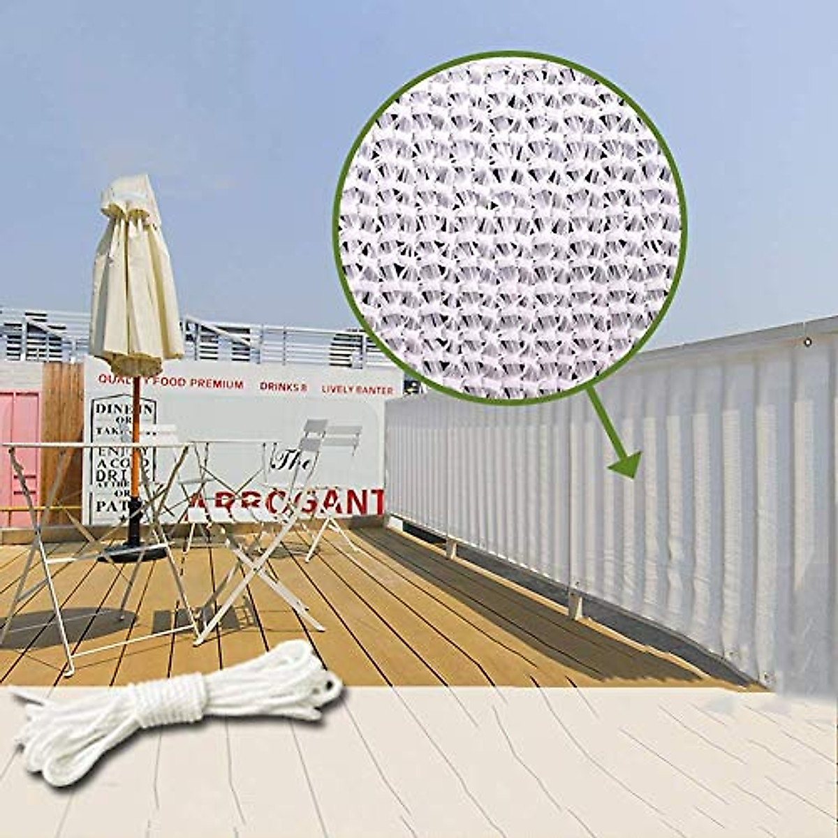 White Balcony Privacy Fence Screen Screening Cover, Screen Cover for Outdoor Shade Sun Protection Windscreen, Mesh Fabric 80% Blockage (Size : 4Mx6M)