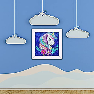Craftoy 5D Diamond Painting Kits for Kids 7.1‘’ X 7.1‘’ Wooden Frame Diamond Arts and Crafts for Kids Mosaic Gem Stickers by Number Kits DIY Painting Arts Crafts Supply Set Embroidery Gift (F-Unicorn)
