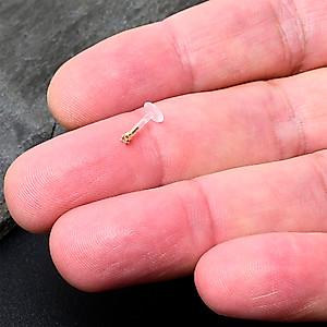 Body Candy 16 Gauge 1/4" Short Post Length 14k Yellow Gold 1.5mm CZ Bioplast Push in Cartilage Earring