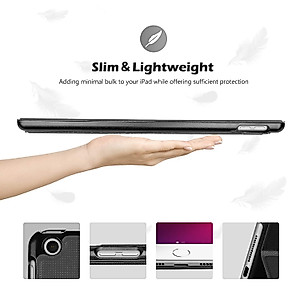 ProCase Smart Case for iPad 10.2 (2021 9th Gen/2020 8th Gen/ 2019 7th Gen) Folio Case with Tempered Glass Screen Protector, Slim Stand Protective Case for 10.2" iPad 9/8/7th Generation -Black