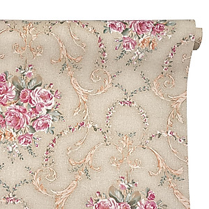 LovingWay 14.7 Feet Wallpaper Roll Floral Shelf Liner 17.7x177 Inch Self-Adhesive Dresser Drawer Covering Paper DIY Makeup Organizers Boxes Yellow Rose