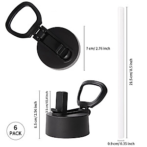 PYD Life 6 Pack Replacement Sippy Up Plastic Lid with Straw and Handle for 17 OZ 25 OZ 30 OZ,18 OZ 22 OZ 32 OZ Sublimation Sports Water Bottles