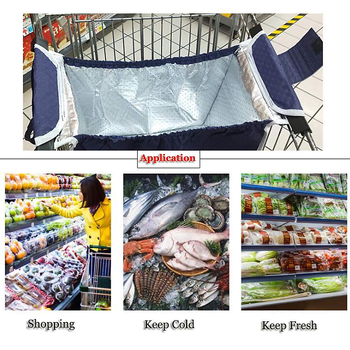 2Pack Insulated Reusable Grab Shopping Bag Collapsible Grocery Shopping Tote Bags with Handles,Clip on Shopping Cart As Seen On TV