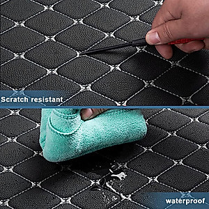 Car Floor Mats for Dodge Journey 7seat 2009-2017,Leather Luxury Floor Liner All Weather Protection Carpet,red and Black