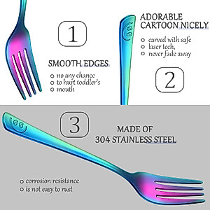 Geiserailie 8 Pieces Stainless Steel Flatware Utensils Set, Spoon and Fork Set, Includes 4 Spoon and 4 Fork with Smile Mirror Polished for Daily Use