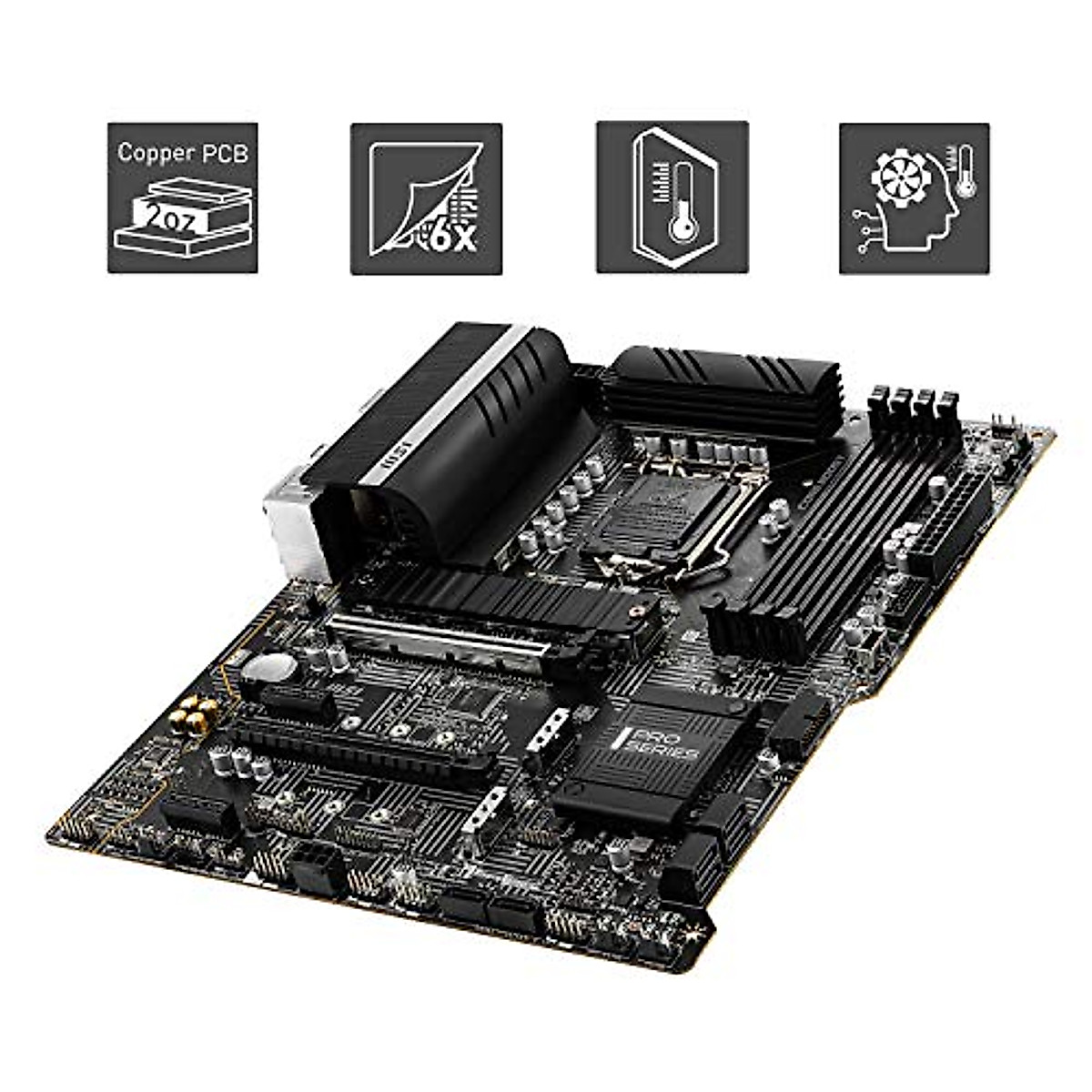 MSI Z590 PRO WiFi ProSeries Motherboard (ATX, 11th/10th Gen Intel Core, LGA 1200 Socket, DDR4, PCIe 4, M.2 Slots, USB 3.2 Gen 2, 2.5G LAN, DP/HDMI, Wi-Fi 6E)