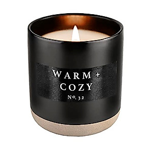 Sweet Water Decor Warm and Cozy Soy Candle | Orange Peel, Cinnamon, Ginger, Clove, Cypress, Fir Balsam and Pine Scented Candles for Home | 12oz Black Stoneware Jar, 60+ Hour Burn Time, Made in the USA