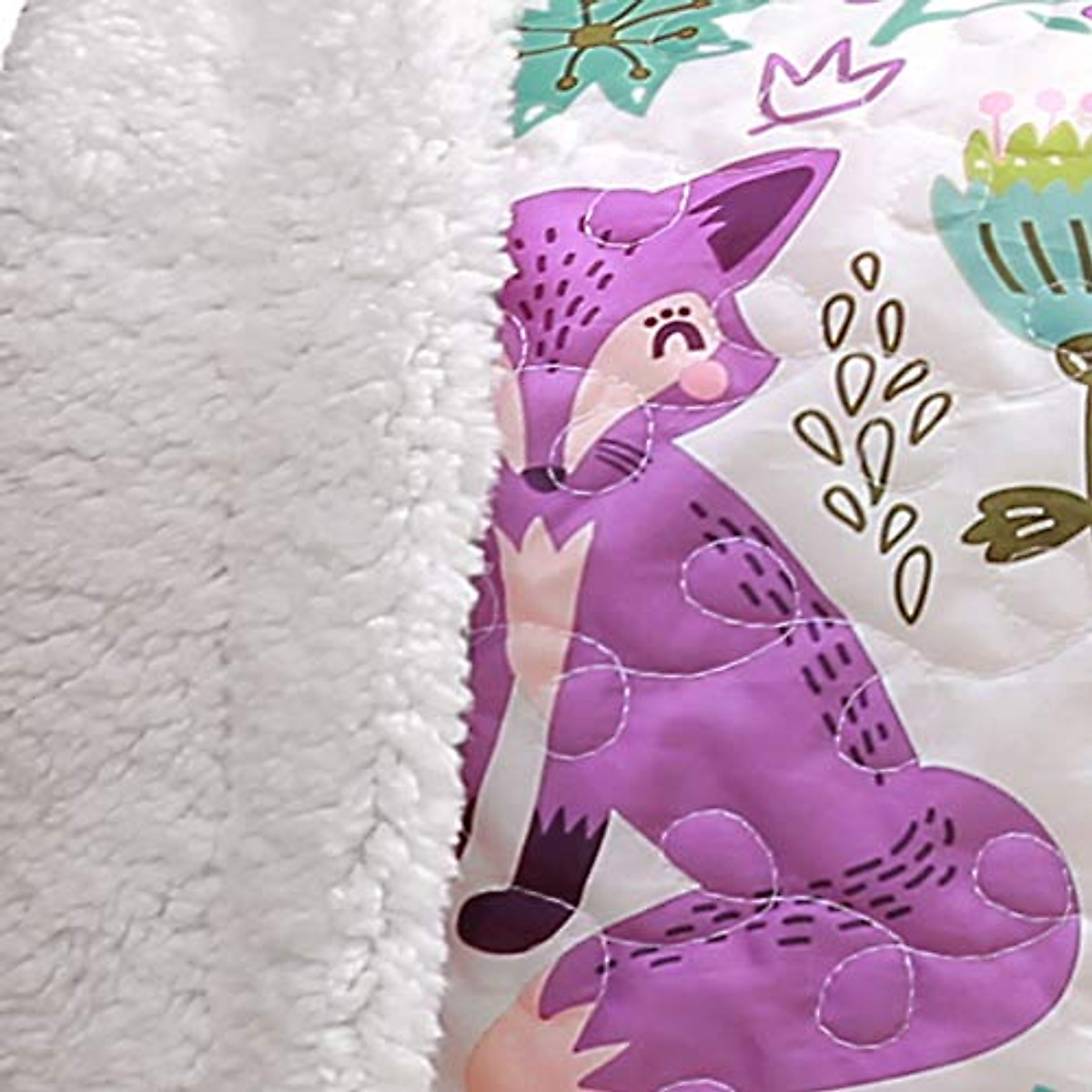 Lush Decor Pixie Fox Sherpa Throw, 60" x 50", Purple and Pink