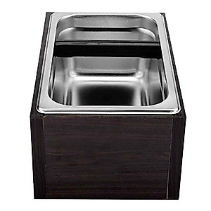 SYKSOL GUANGMING - Stainless Steel Coffee Knock Box with Handle Wooden Exterior, Container for Grounds Waste, Large Capacity Practical Coffee Knock Box,17.5 * 12.1 * 27.6