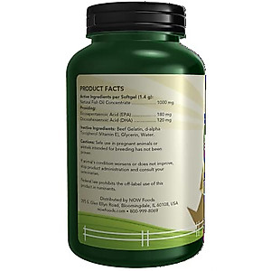 NOW Foods Pet Health, Omega 3 Supplement, Formulated for Cats & Dogs, NASC Certified, 180 Softgels