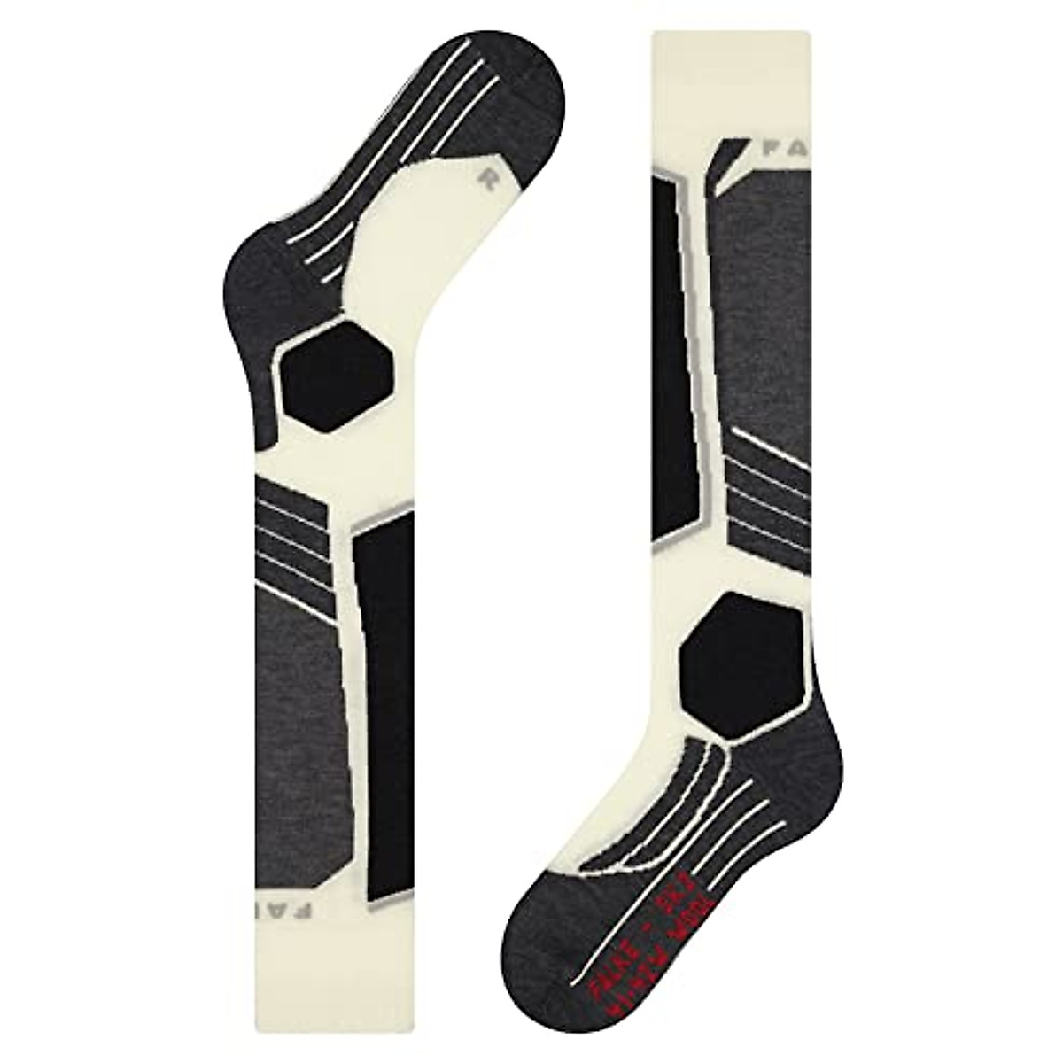 FALKE Women's SK2 Wool Ski Socks, Merino, Knee High, Mid Weight, Breathable Quick Dry, Warming Winter Athletic Sock, White (Off-White 2040), 6.5-7.5, 1 Pair